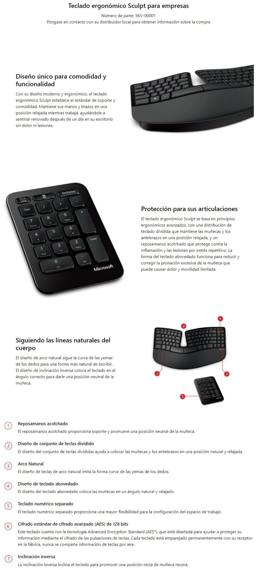 Teclado Inalámbrico Ergonómico Microsoft Sculpt Ergonomic for Business ...