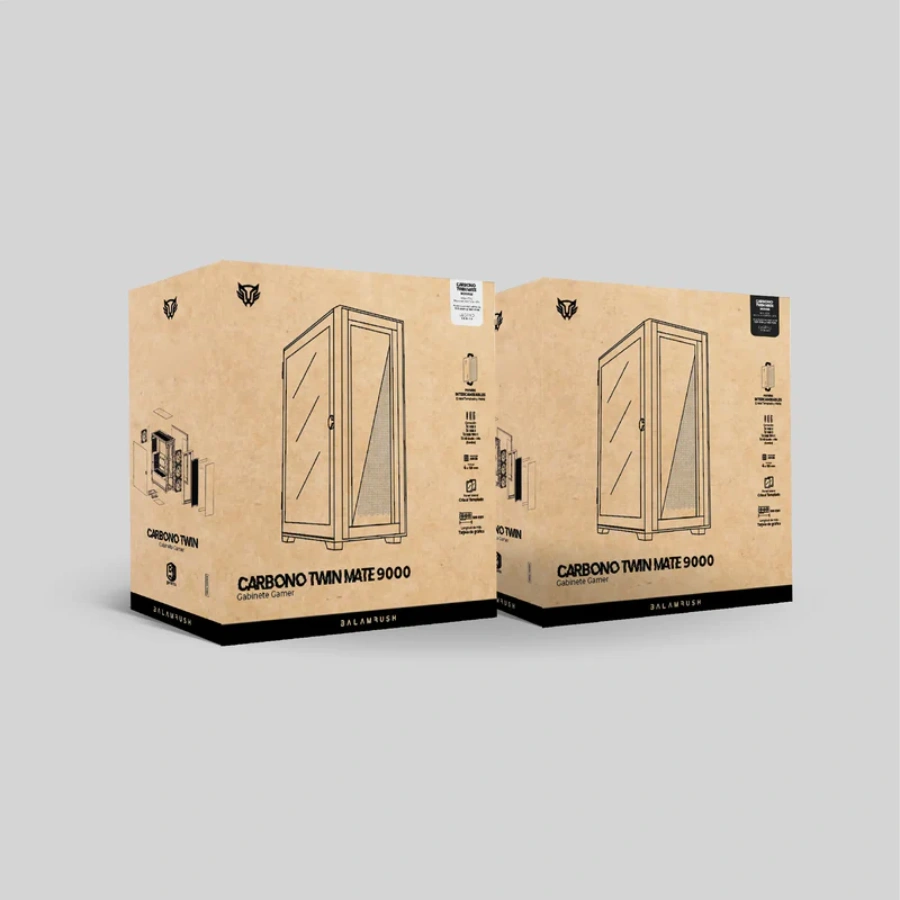 Gabinete Gamer BALAM RUSH Carbono Twin Mate 9000 / E-ATX / Cristal Templado / 4 Ventiladores ...