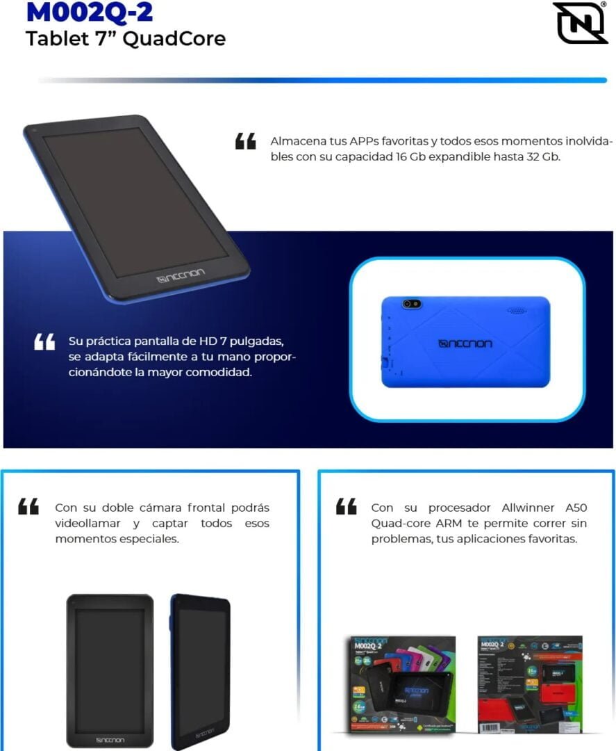 Tablet NECNON M002Q-2 / Quad-Core Cortex A7 / 7″ / RAM 2GB ...