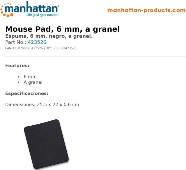Mouse Pad MANHATTAN 423526 / De Espuma / 25.5x22cm / Grosor 6mm / A ...