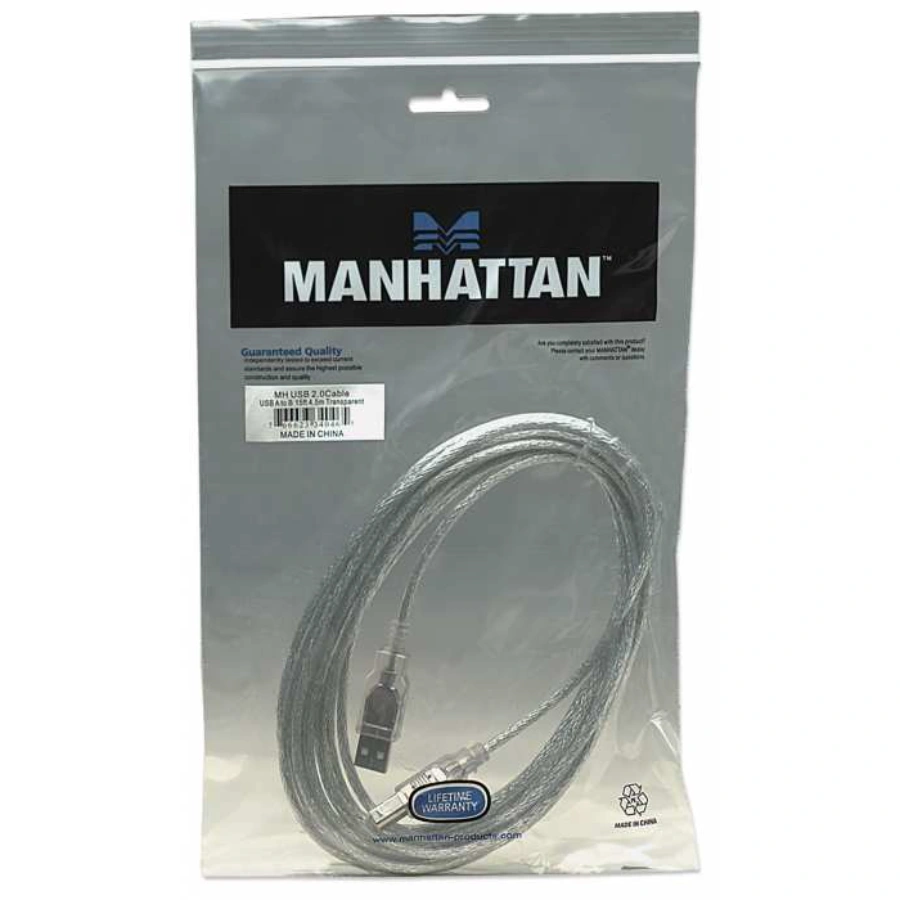 Cable Para Impresora MANHATTAN 340465 / USB A – USB B / 4.5Mts ...